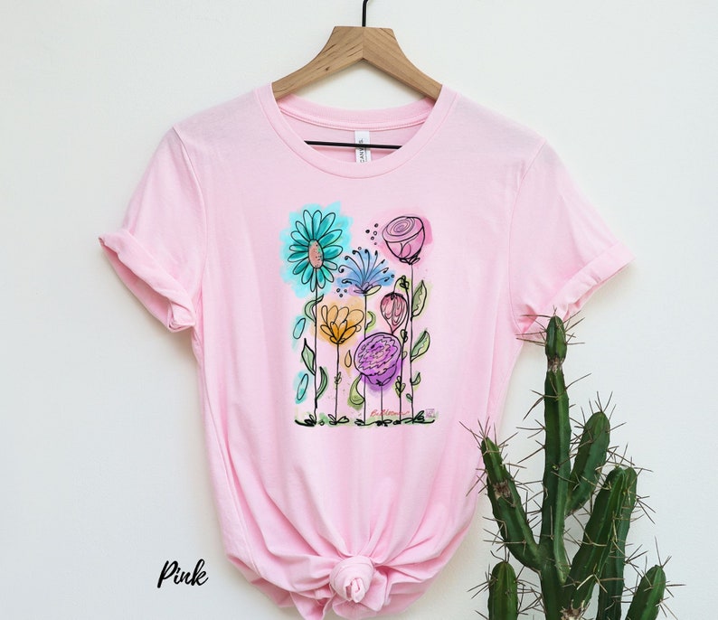 Flowers T-shirt Wildflower Tshirt Watercolour Art Print Tee Flowers ...