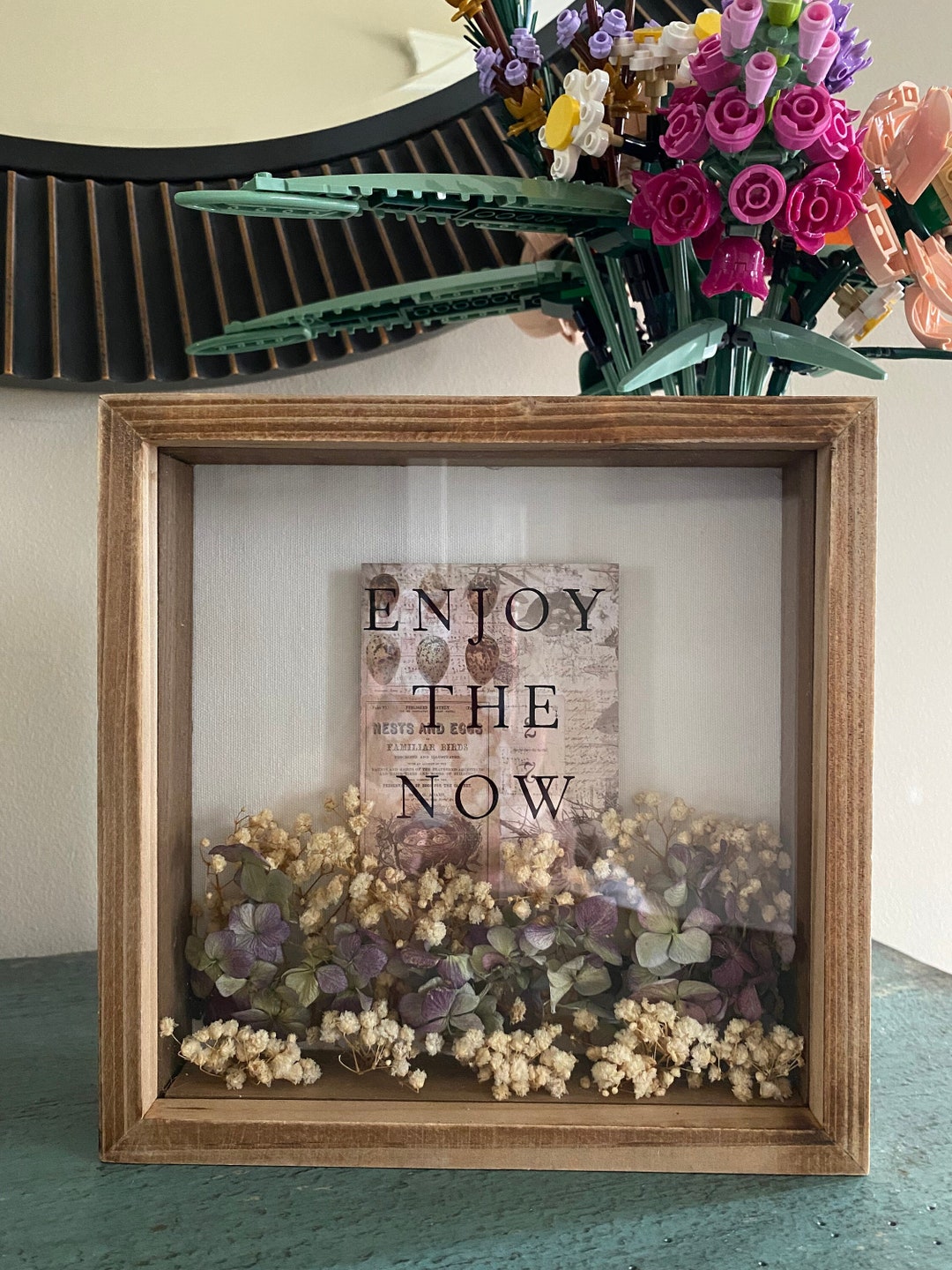 Dried Flower Shadowbox-stained Wood With Hydrangea and Babies - Etsy