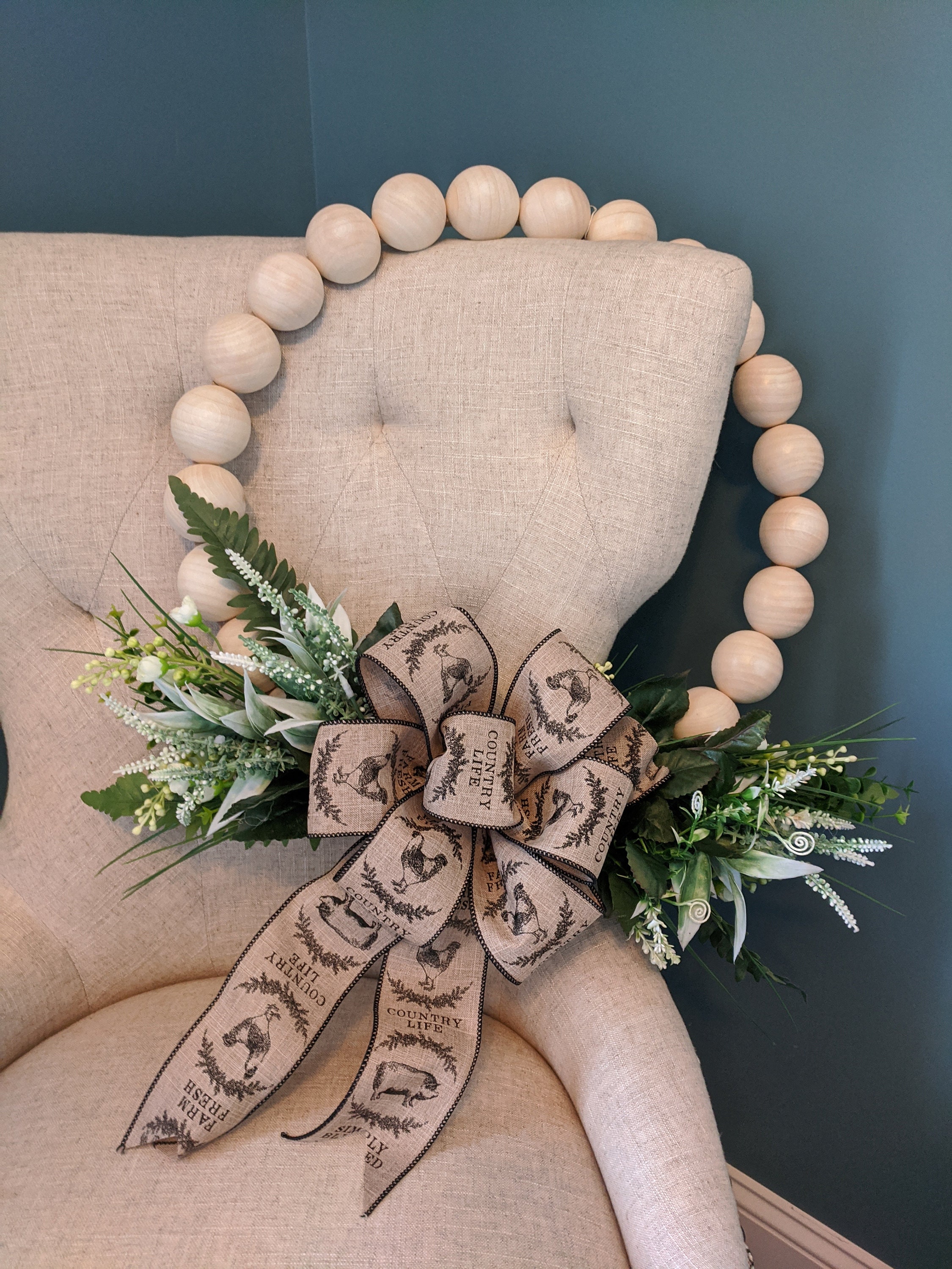 Split Wood Ball Wreath-farmhouse Wreath-front Door | Etsy