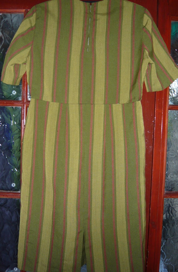 1960's Vintage Trevira Green & Red Striped Above the … - Gem