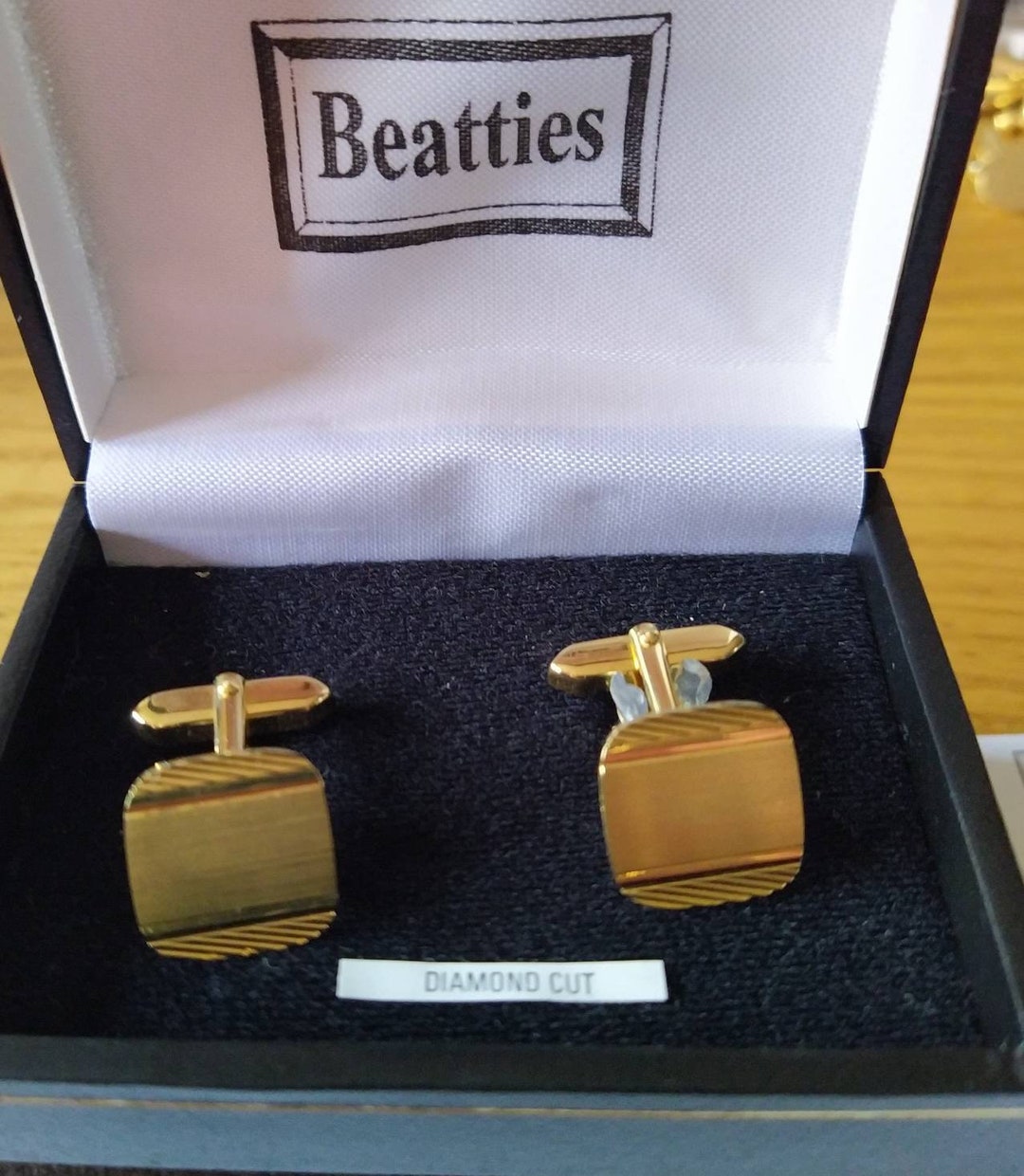 Beautiful 1980's Gold Tone Diamond Cut Cufflinks - Original Box - Etsy