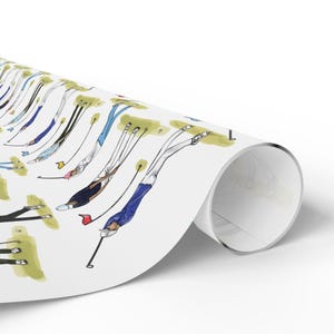 Luxury Golf Illustrated Gift Wrapping Paper, Illustrated Golf Design ...
