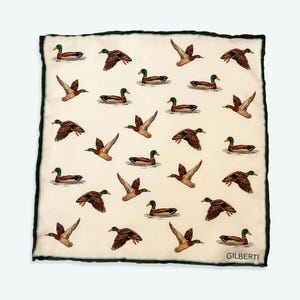 Mallard Duck Pocket Square Hand-illustrated Silk Pocket Square for Men ...