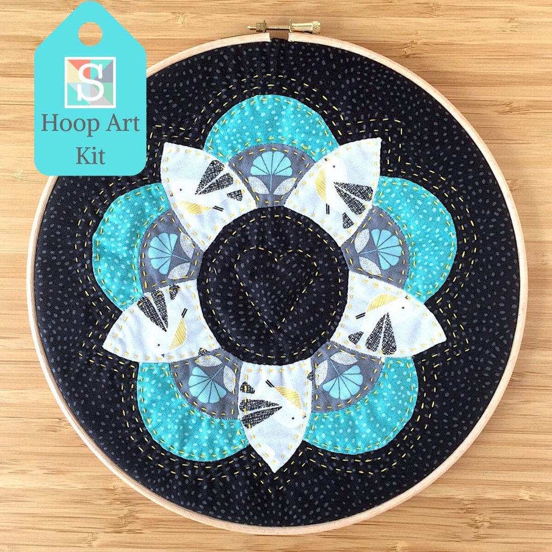 Hoop Art Kit in Nesting Birds English Paper-Piecing Hoop Art, Patchwork Kit, Craft Kit, Hand ...