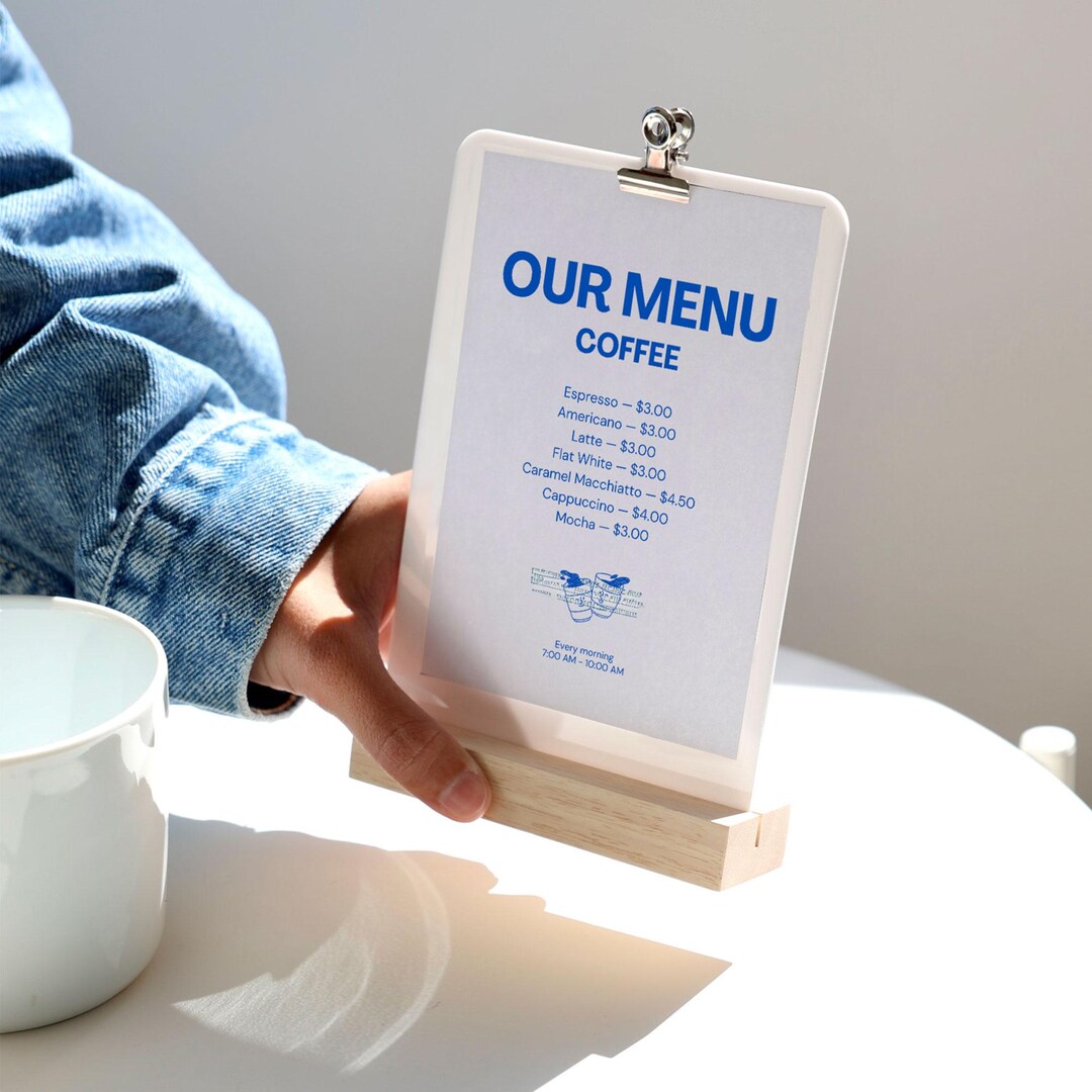 A6 Wood Display Stand A6 With Metal Clip for Cards, Flyers, Menus ...