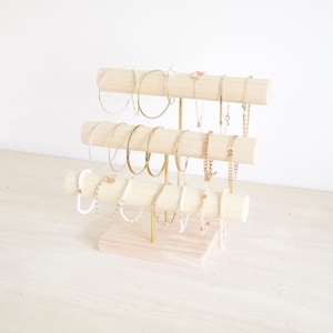 3-tier Bracelet Display Stand - Wood and Brass - Bracelet Organizer ...