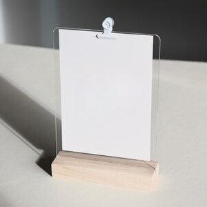 A6 Wood Display Stand A6, Clear Easel With Metal Clip for Cards, Flyers ...