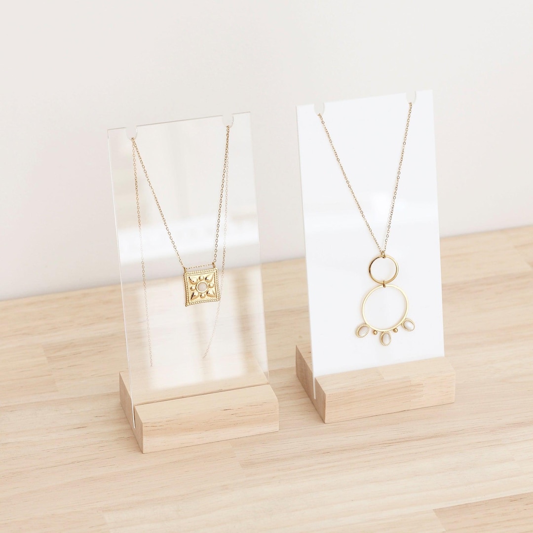 EMMA Pendant and Necklace Stands, Wood and Acrylic, Jewelry Organizer ...