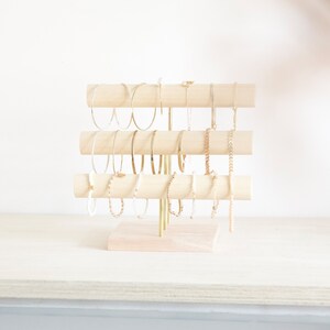 3-tier Bracelet Display Stand - Wood and Brass - Bracelet Organizer ...