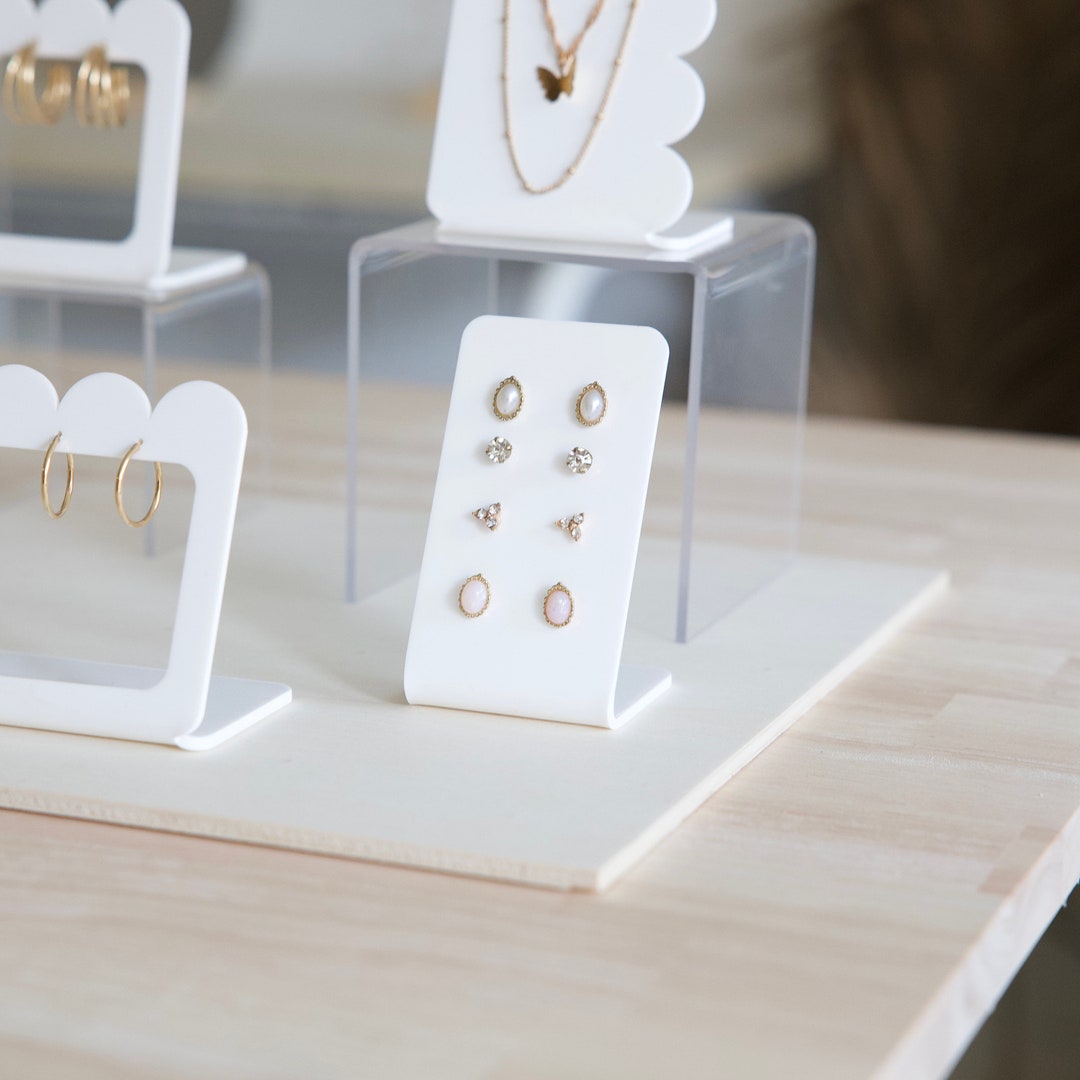 White Acrylic Earring Holder angie, Stylish Jewelry Display for Stud ...