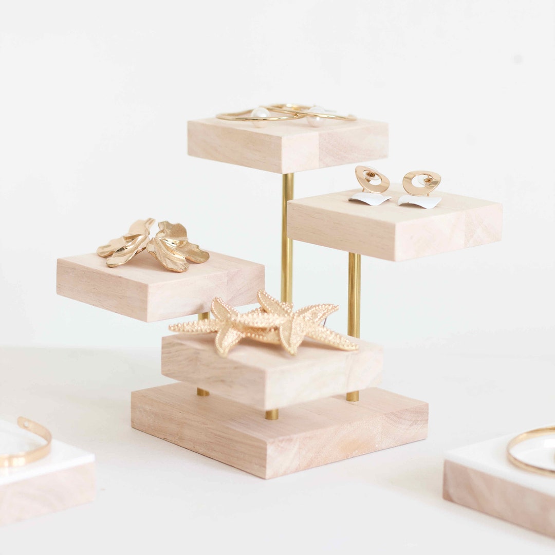 PODIUM Multi-level Jewelry Display Stand in Wood, Jewelry Organizer ...
