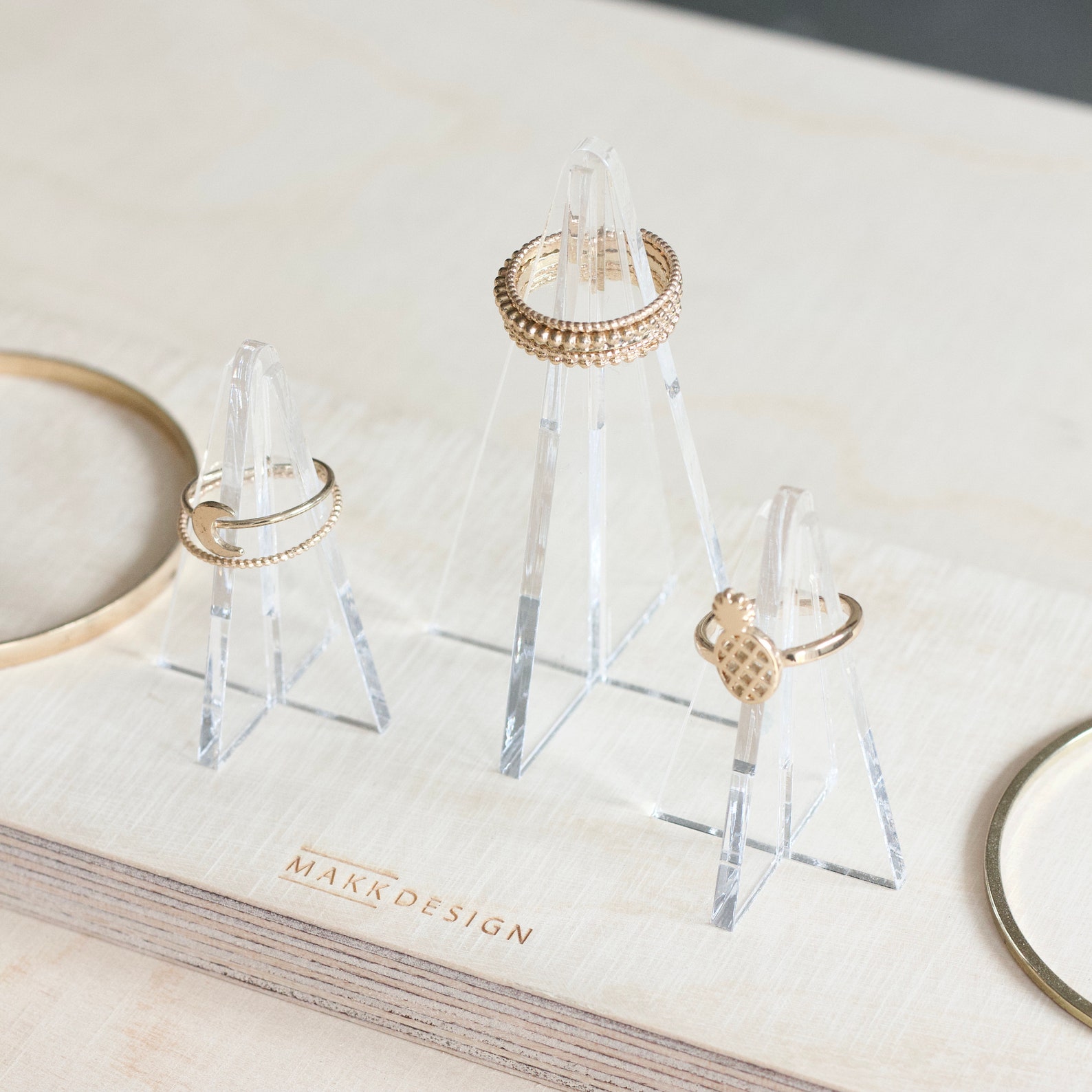 Set of 3 Rings Cones MARY, Acrylic Organizer and Ring Holder, Jewelry ...