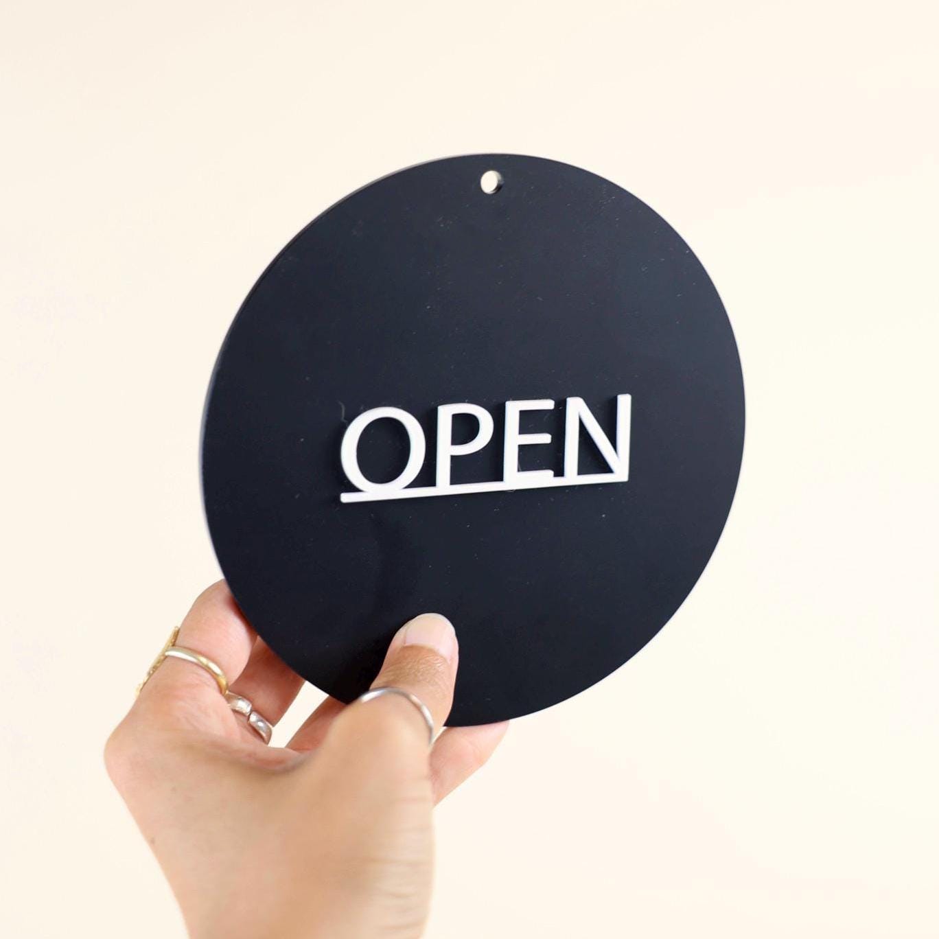 Open/closed Sign LUCA – Round Minimalist Acrylic Sign for Shop or ...