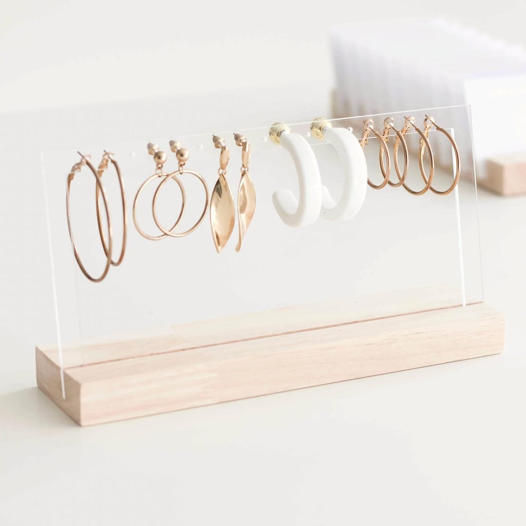 MONICA Earring Display Stand – Wooden Jewelry Organizer | Countertop ...