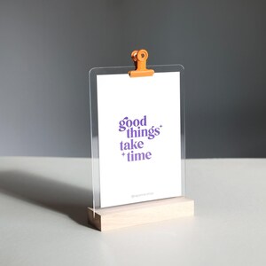 A6 Wood Display Stand A6, Clear Easel With Metal Clip for Cards, Flyers ...