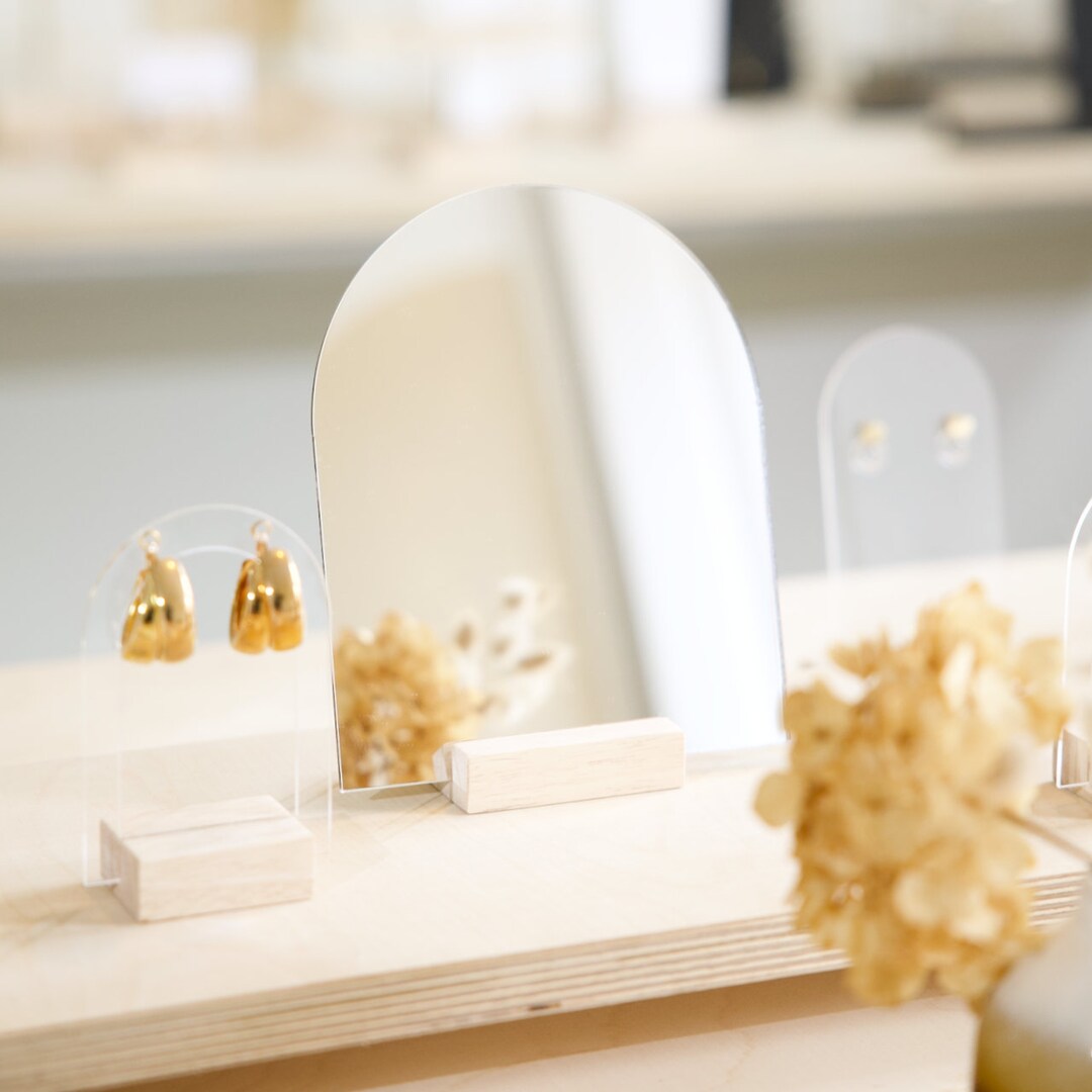 Small Mirror Display REFLECT, Table Top Mirrors With Arch Shape ...