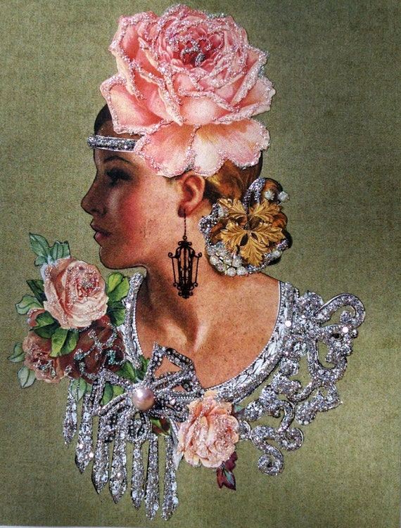 Pink Roses Diamonds Cardbeauty Card Rose Card - Etsy