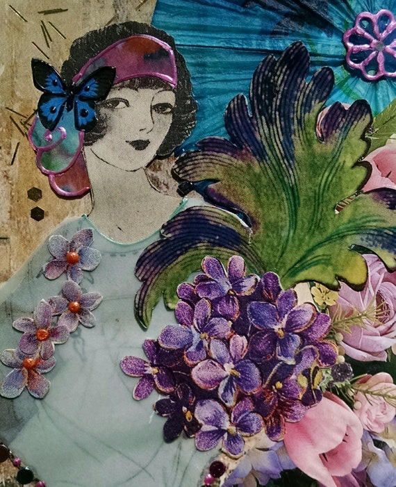 Purple Flowers Card Violet Birthday Fashion Cardcard for | Etsy