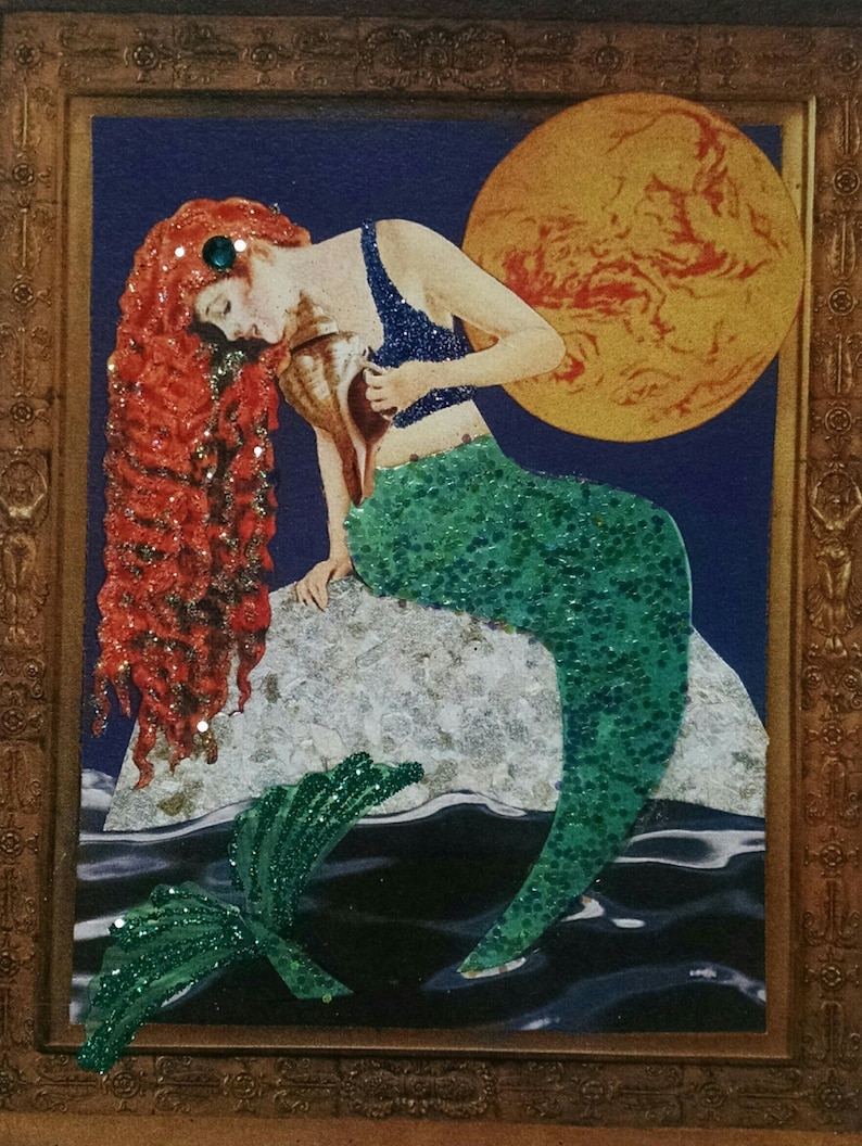 Redhead Mermaid Art Print 8x0 Mermaid Print Recycled - Etsy