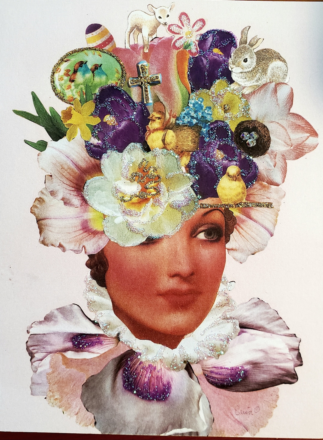 Easter Bonnet Card, Vintage Easter Collage Card - Etsy