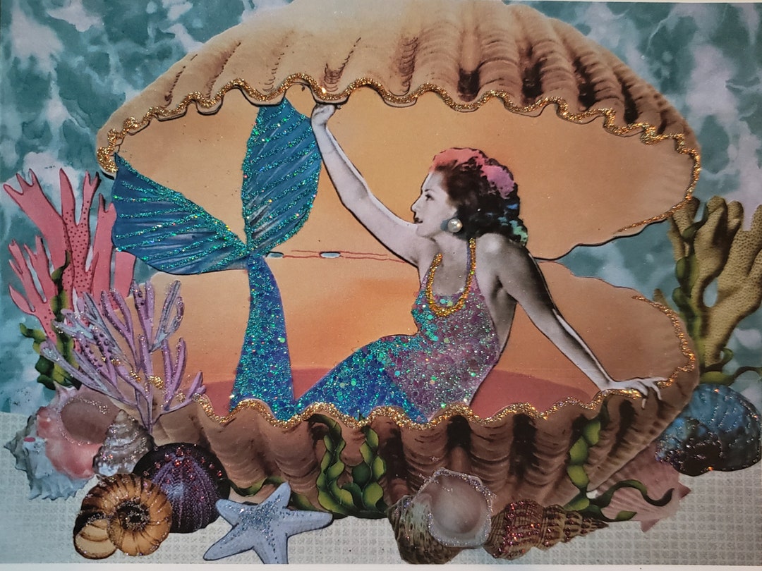 Rainbow Hair Mermaid Greeting Card, Handmade Glitter Embellished ...