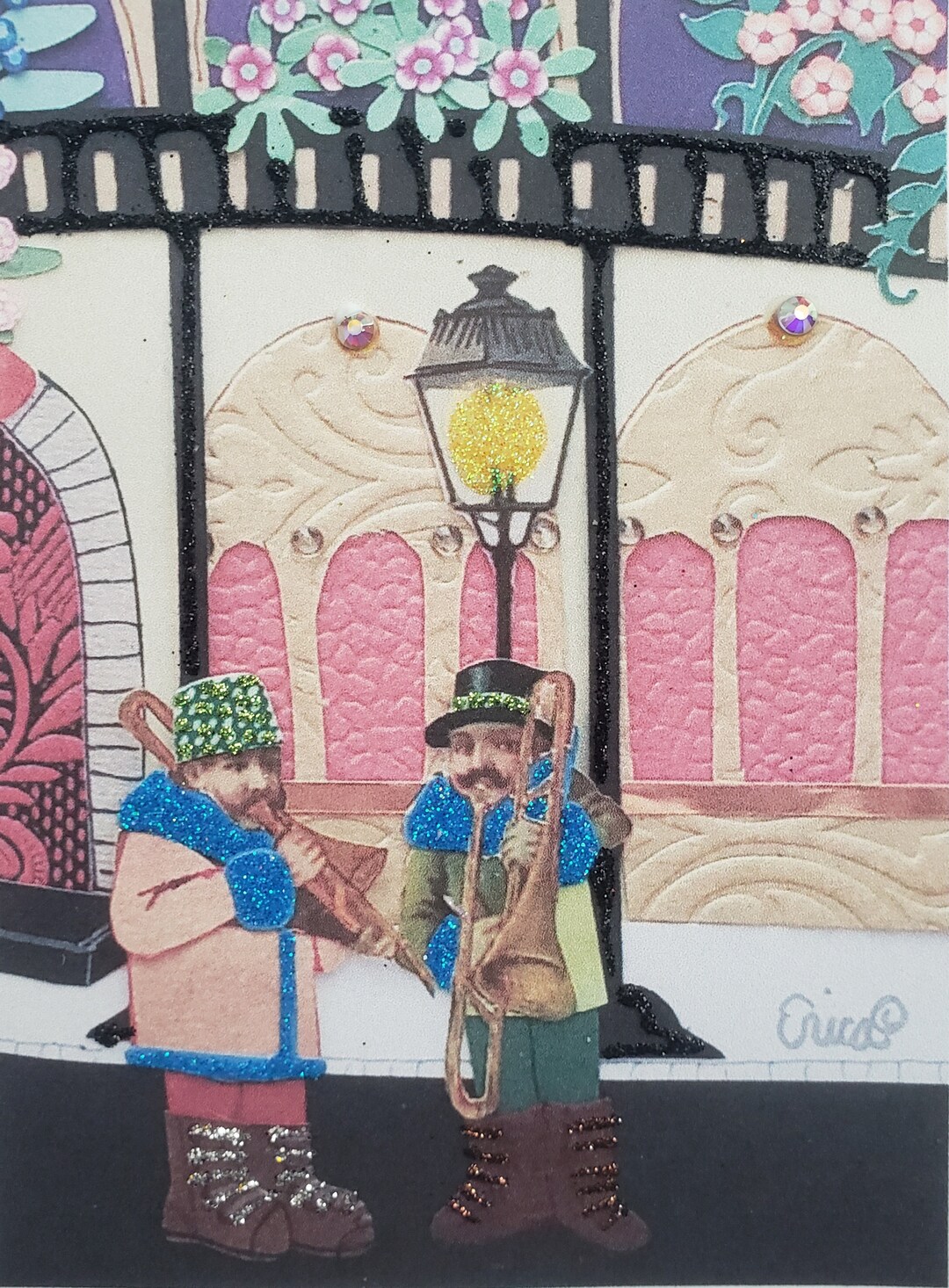 Mardi Gras Musician Card, Hand Decorated Glitter Jewel Card - Etsy