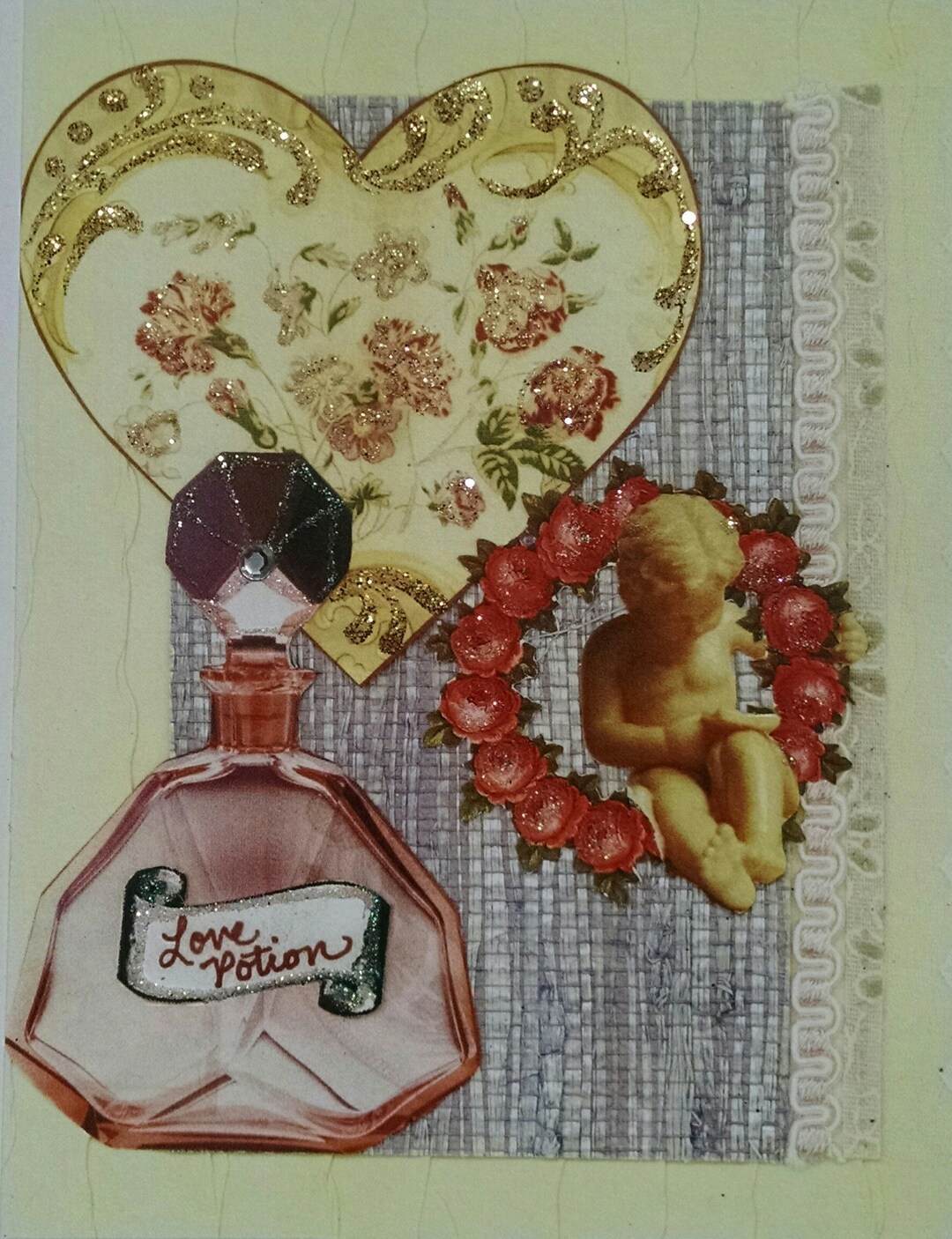 Love Potion Card, I Love You, Vintage Love Card,embellished Love - Etsy