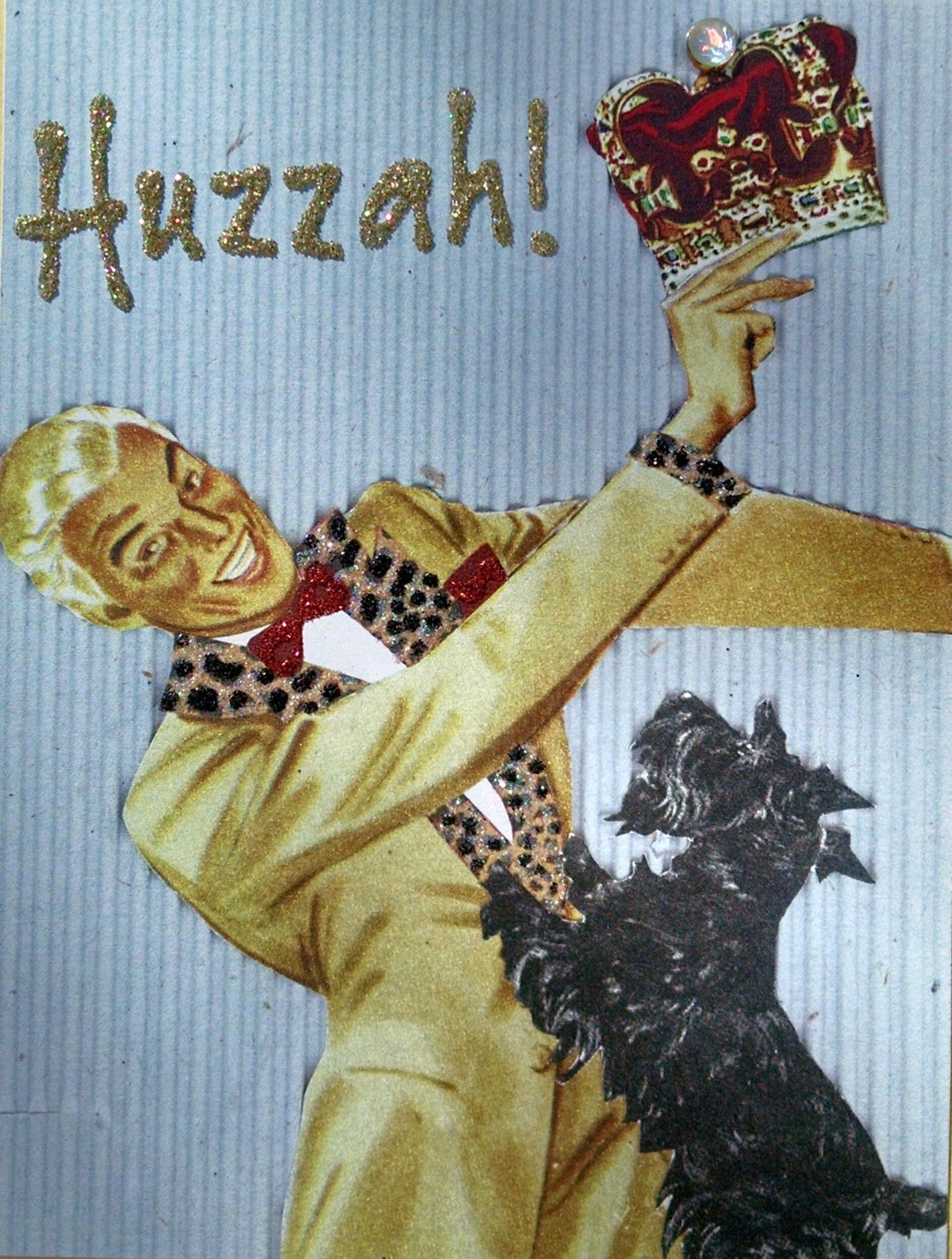 Celebration Guy Card, Congratulations Dog, Happy Dog Card, Glitter ...