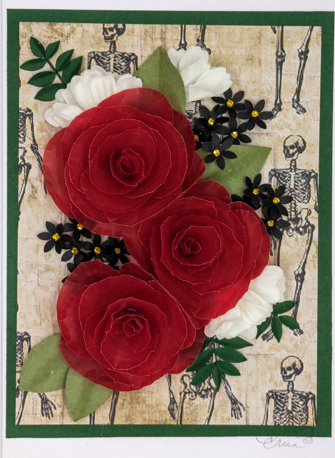 Gothic Handmade Paper Roses Card, Skull Accent, Gift Box - Etsy