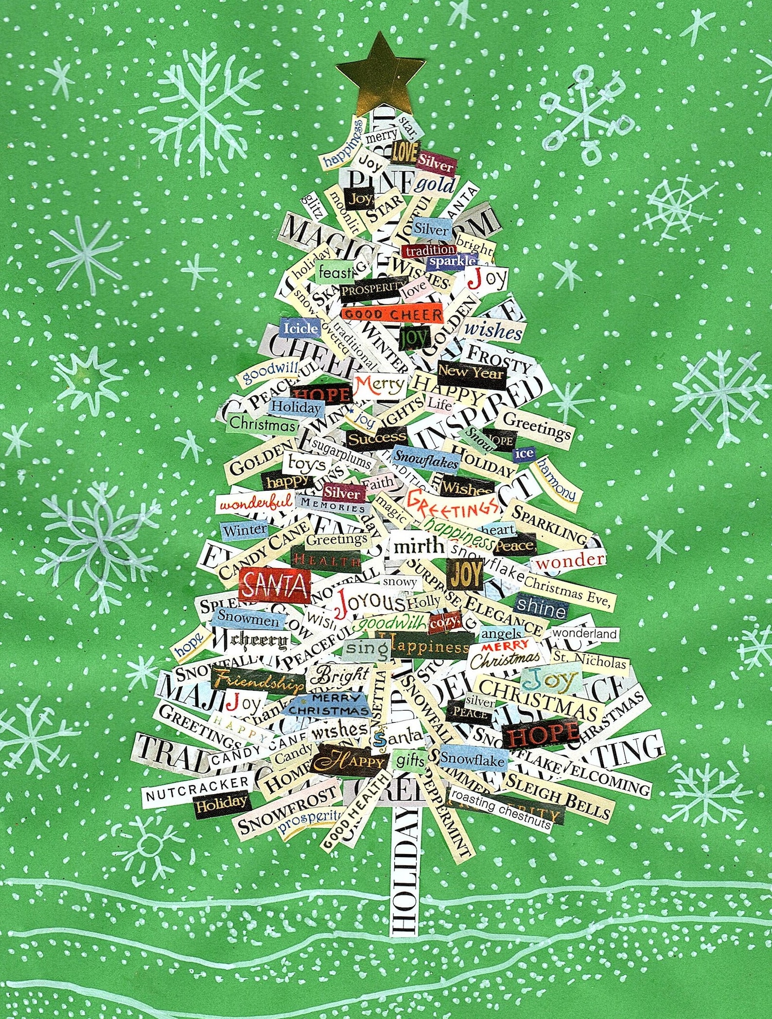 Word Art Christmas Cardholiday Card Writerholiday Word - Etsy