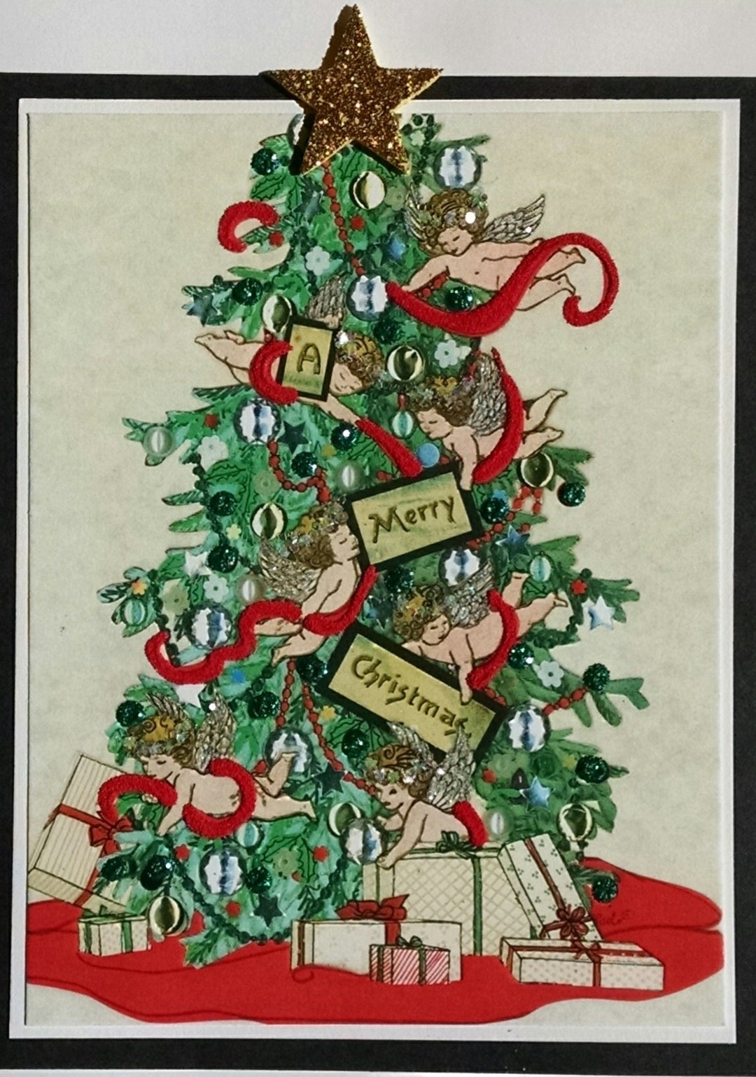 Baby Angel Christmas Card, Angel Tree Card, Cherub Christmas Tree - Etsy