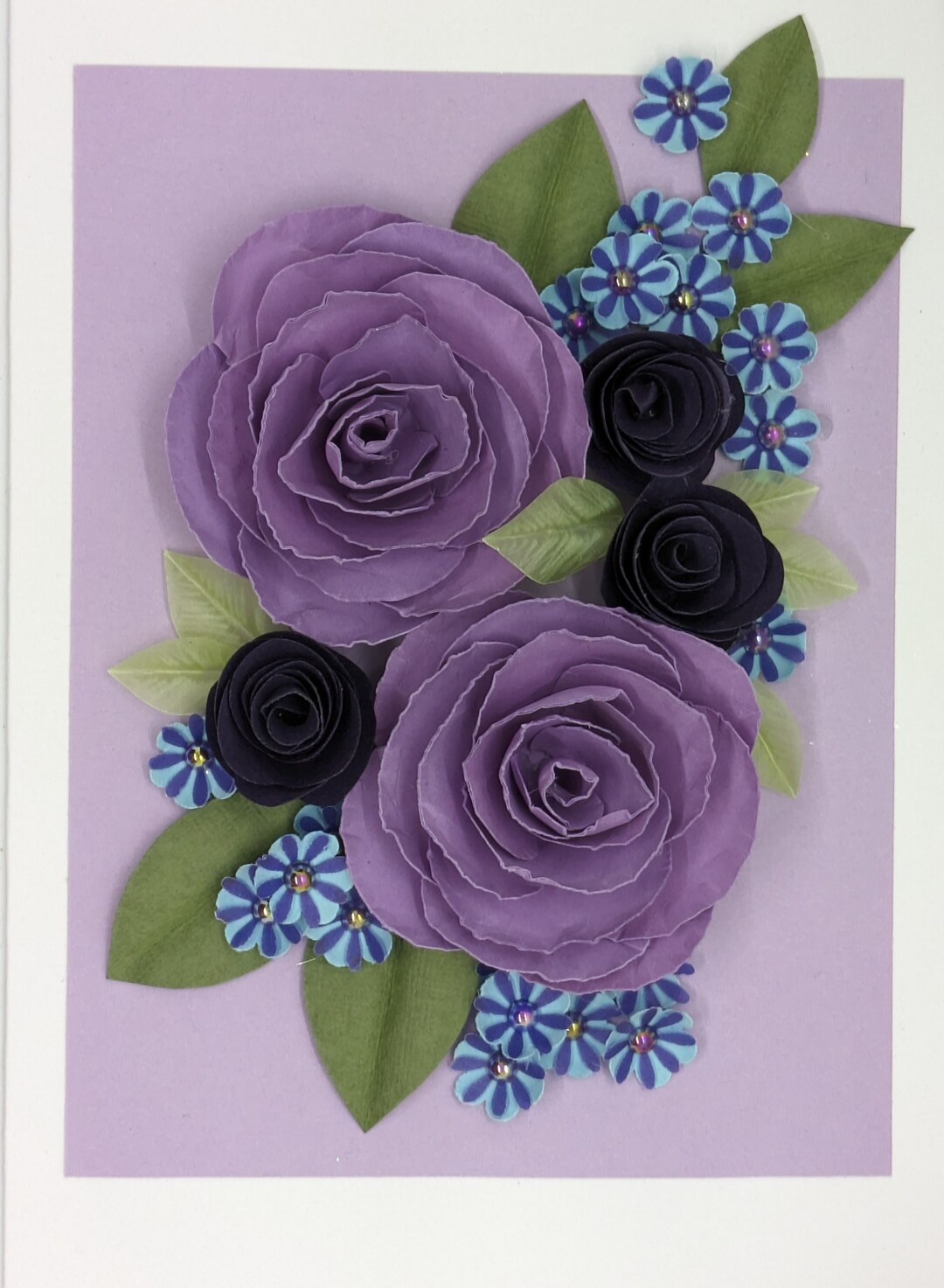 Handmade Purple Paper Roses Card, Lavender Flower Card, Handmade ...