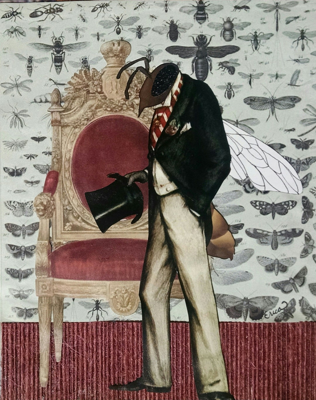 Insect Art Card, Blank Wasp Card, Men's Fashion Card, Handmade Card - Etsy