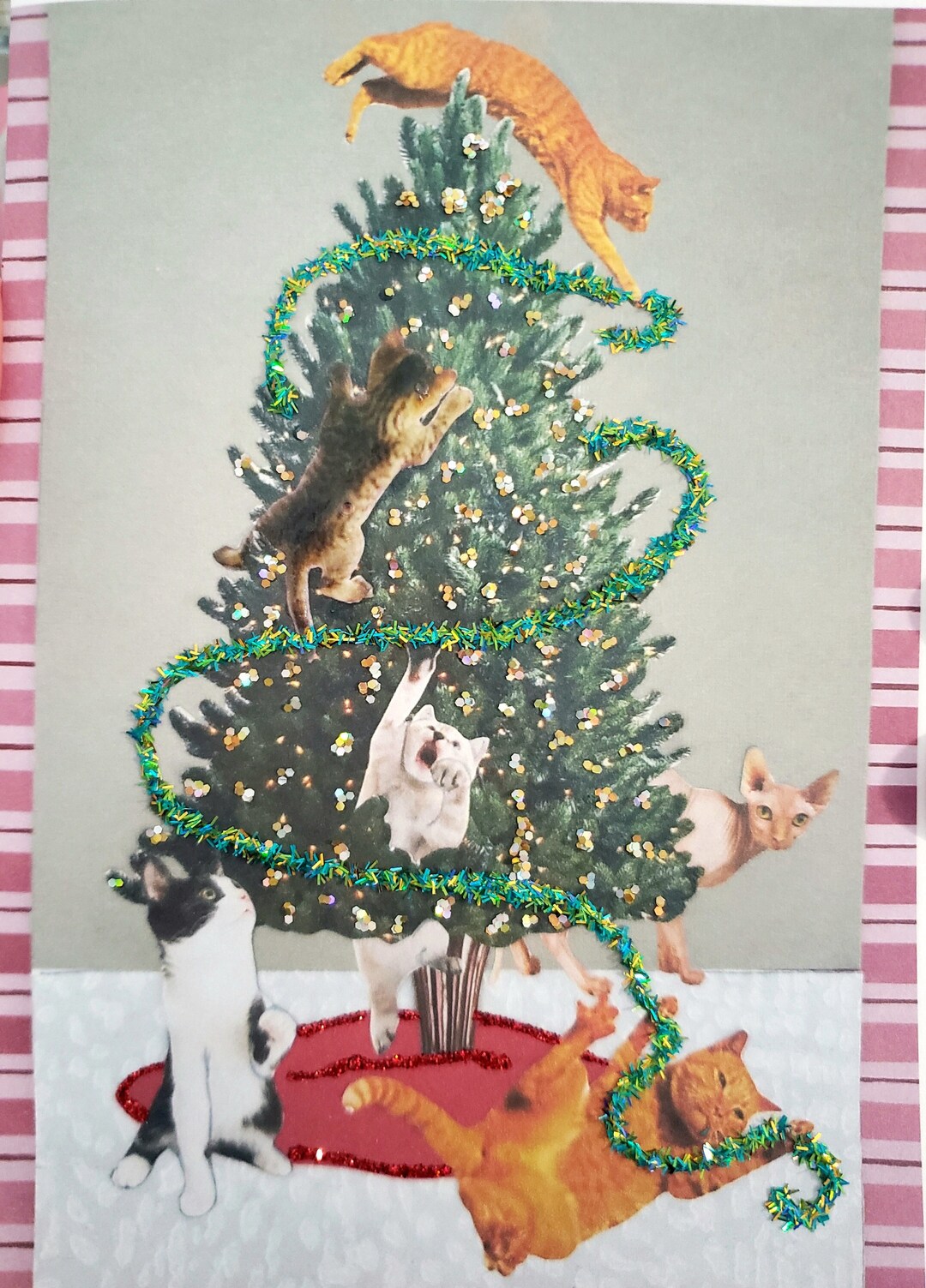 Bad Kitty Christmas Card, Christmas Tree Cats Card, Bad Cat Holiday ...