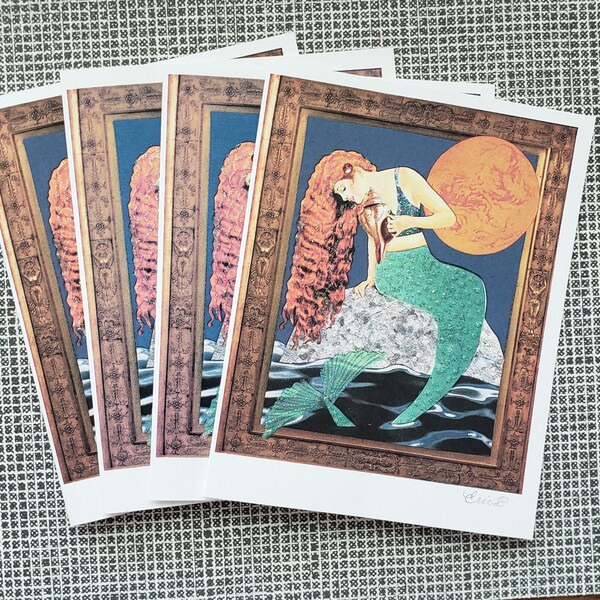 Mermaid Note Cards - Etsy