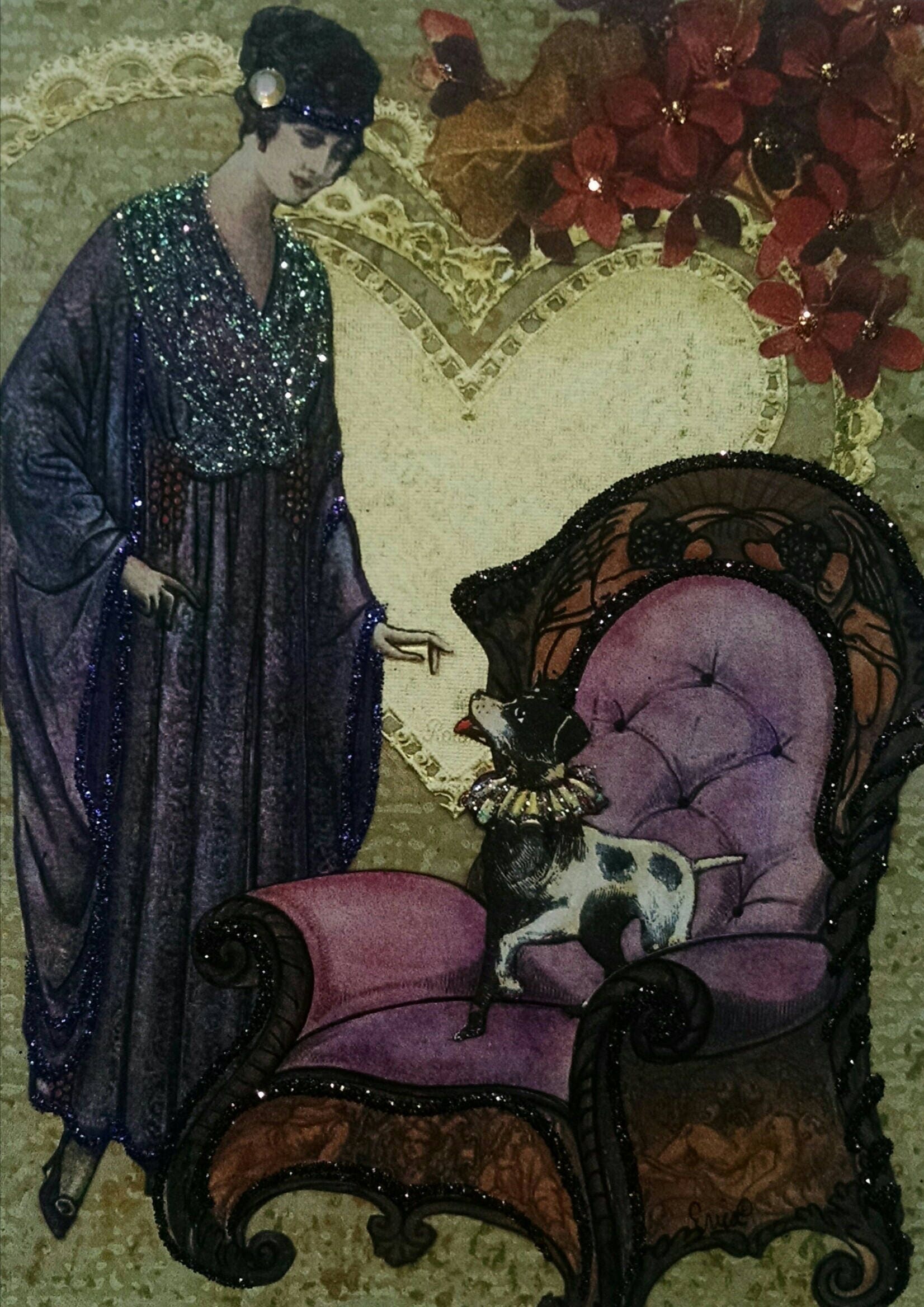 Flapper Dog Card Purple Fashion Card Dog Birthday Card - Etsy