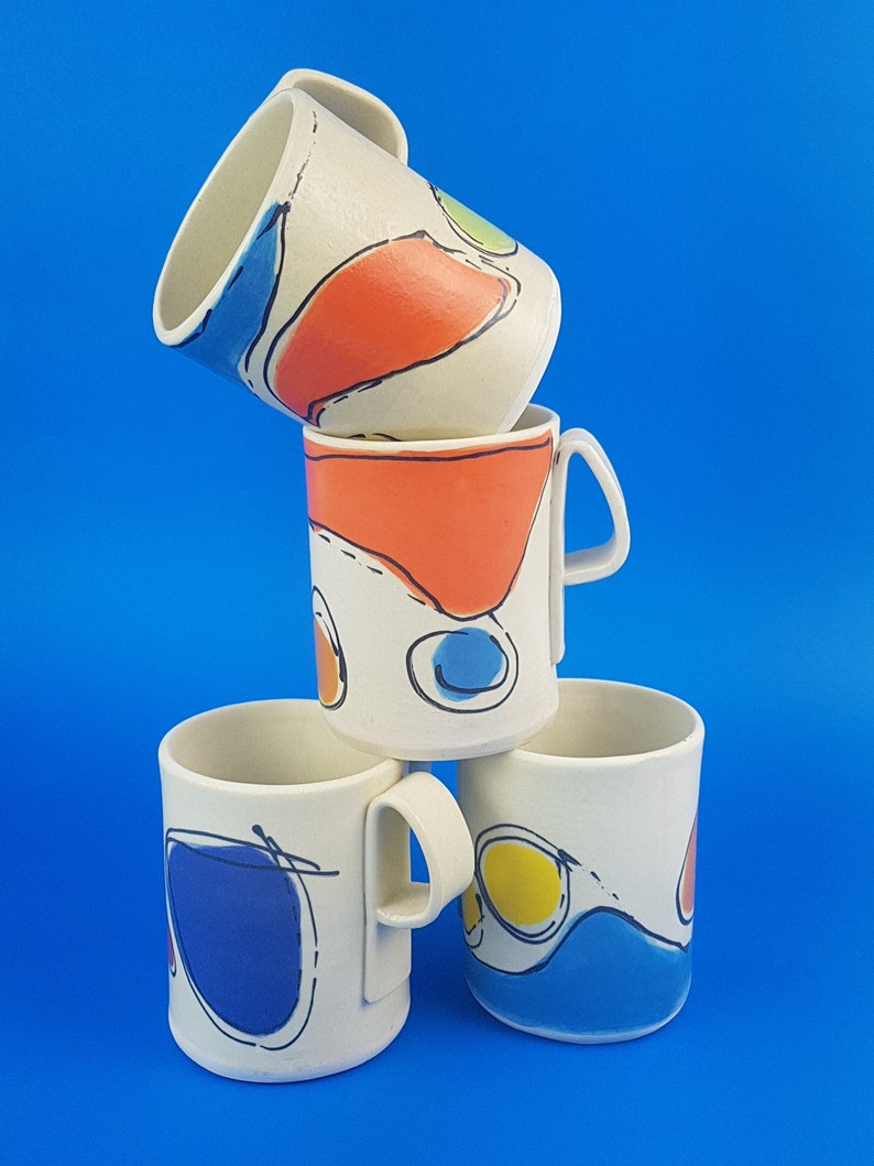 Ceramic Mugs. Handmade Ceramic Mugs. Funky Decorated Mugs. | Etsy