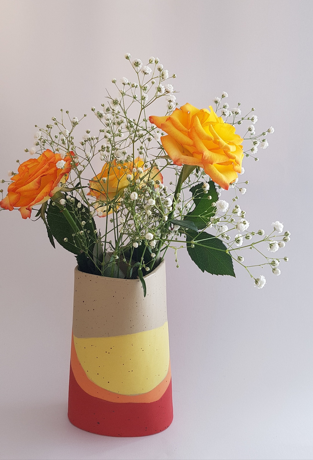 Ceramic Vase. Cylinder Shaped Vase. Colorful Cylinder Vase. Handmade ...