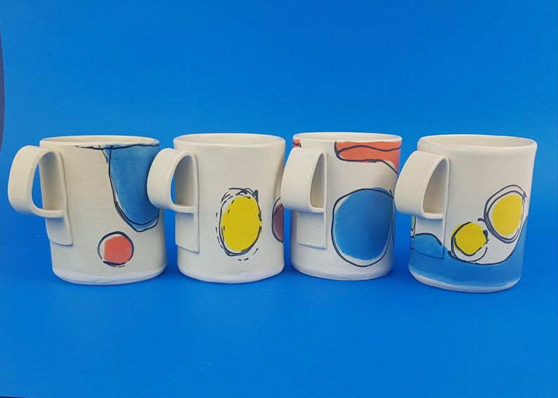 Ceramic Mugs. Handmade Ceramic Mugs. Funky Decorated Mugs. | Etsy