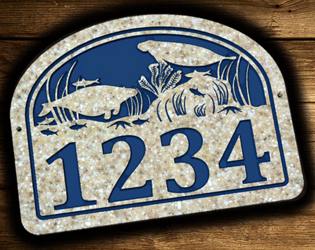 Address Plaque 10.5 X 14 Manatee Star Fish Coral Personalized Outdoor ...