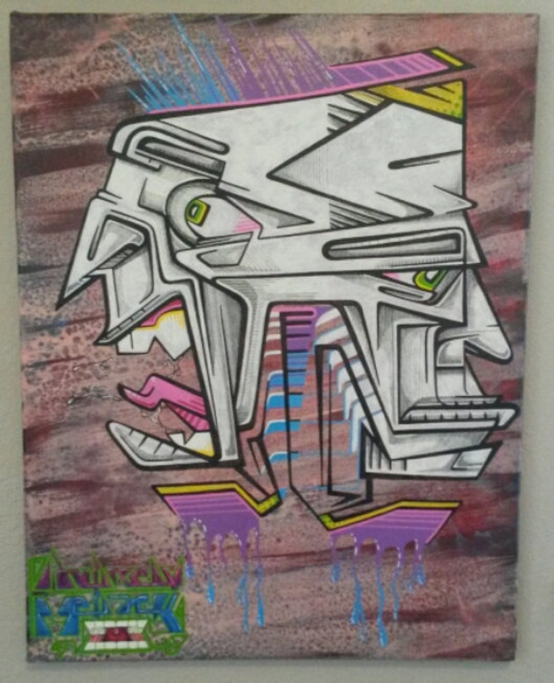 22" X 28" Original Abstract Mixed Media 'two Faced' Painting - Etsy