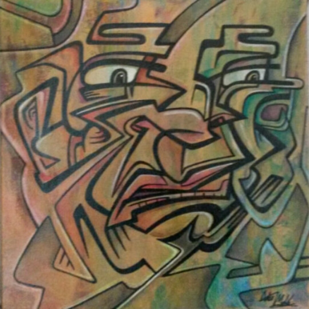 12" X 12" Original Mixed Media Abstract Face Painting - Etsy