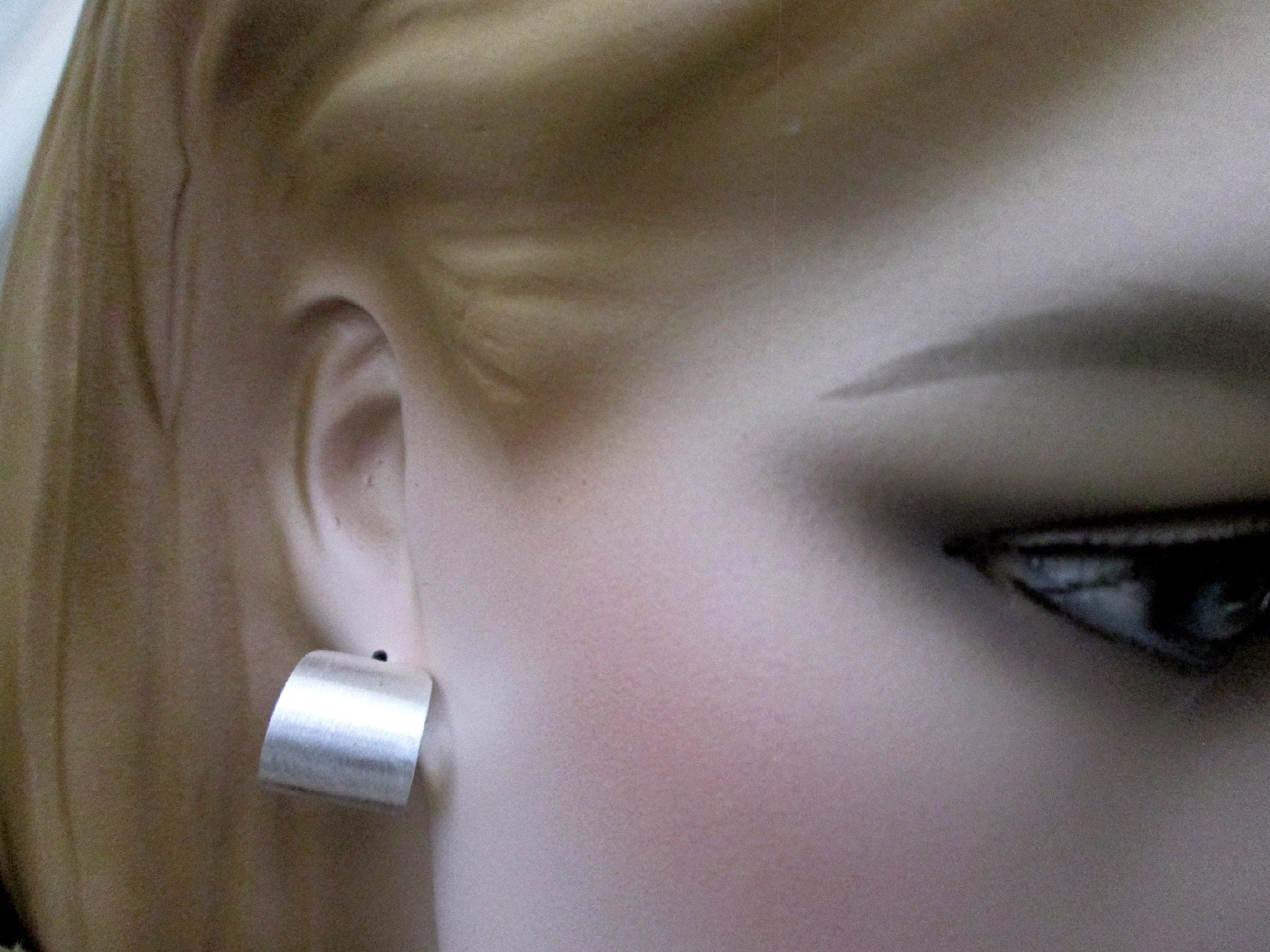 Silver Half Hoop Earrings, Brushed Silver Wide Hoop Earrings, Womens ...