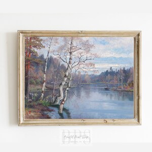 Vintage Lake Print Digital Download | Stunning Fishing Boat Watercolor ...