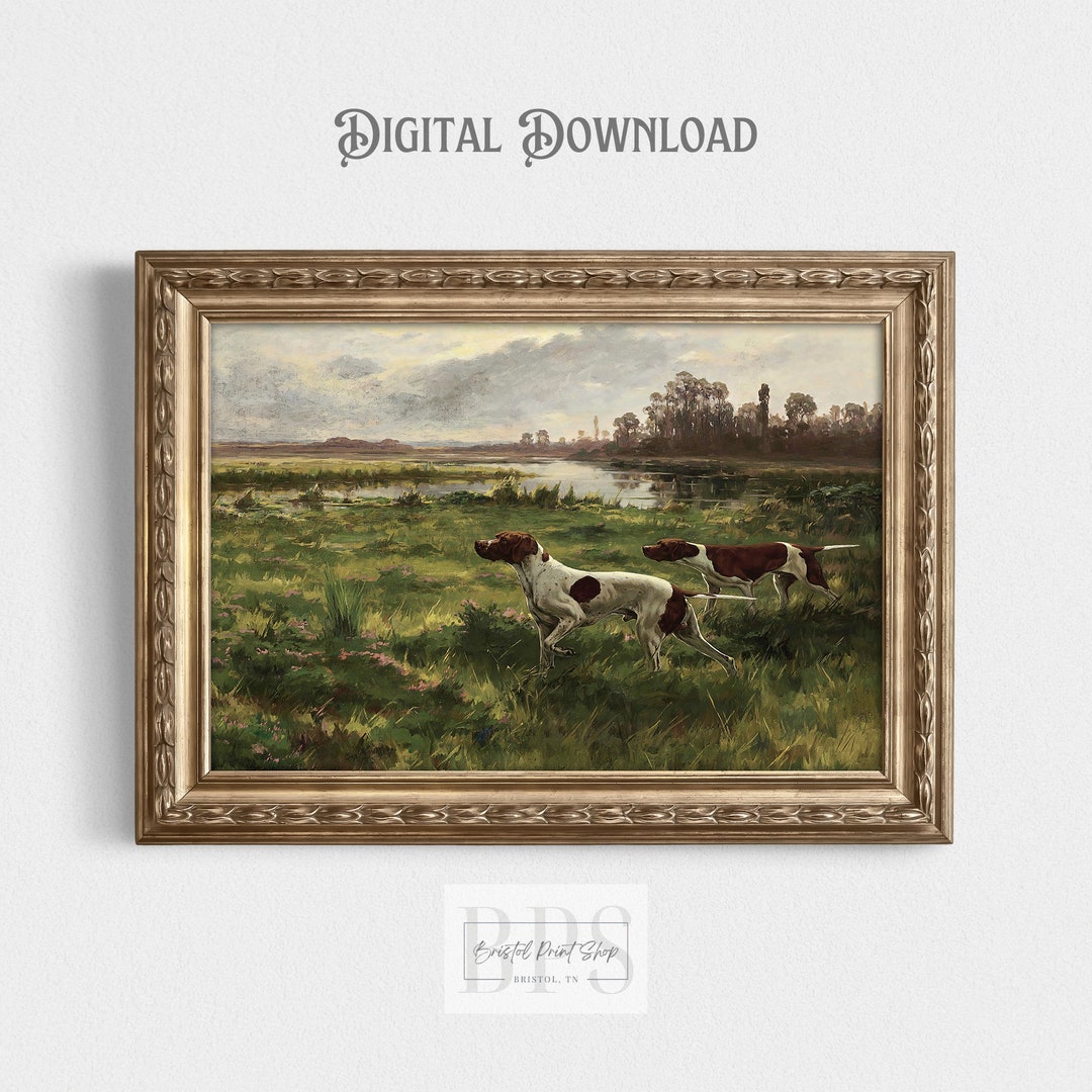 Vintage Hunting Dog Art | Antique Pointer Wall Art | 19th Century ...