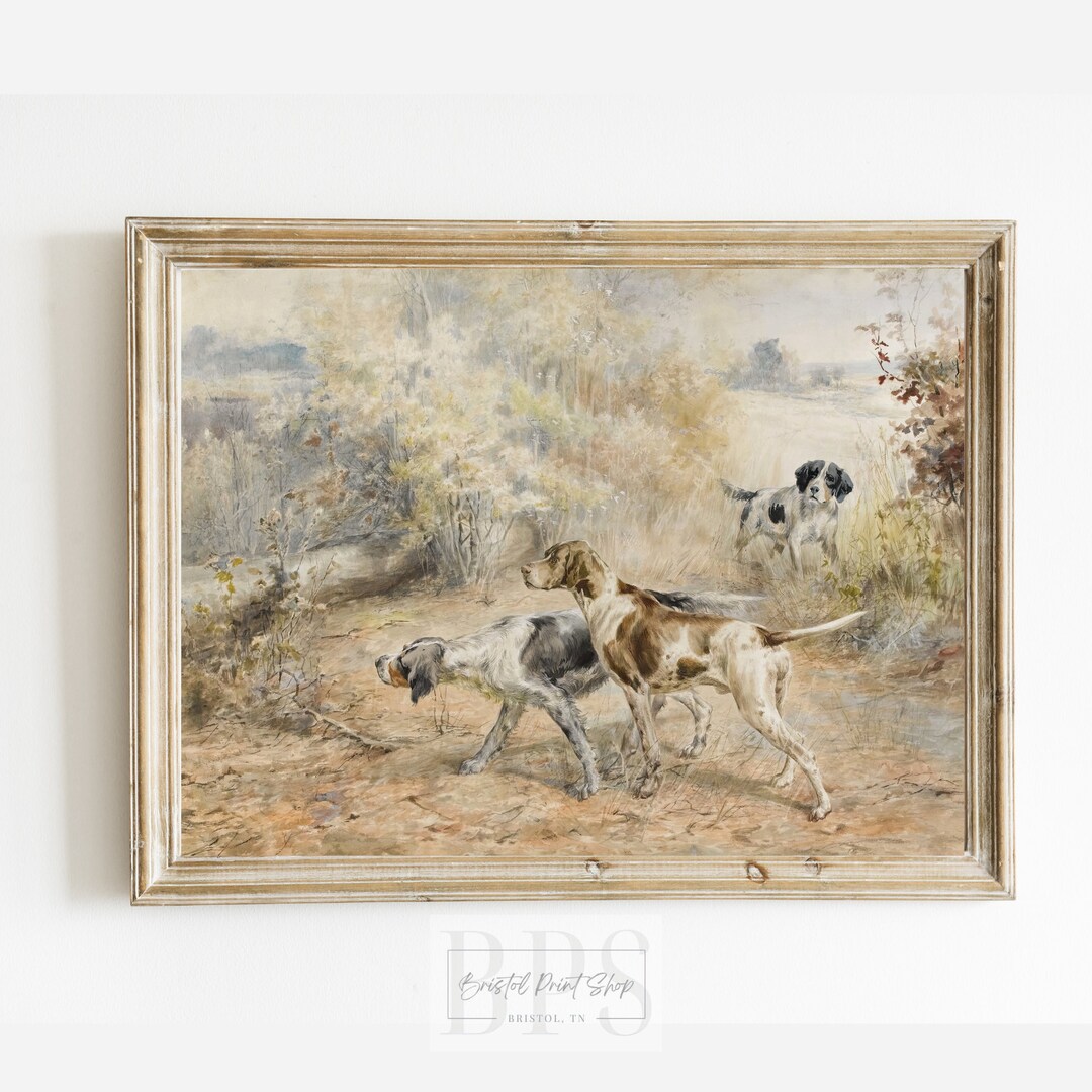 Vintage Hunting Dog Art Antique Canine Wall Art 19th Century Muted ...