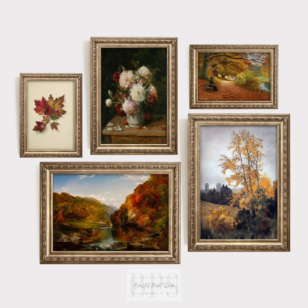 Vintage Autumn Gallery Wall | Set of 5 | Woodland Fall Prints | Antique ...