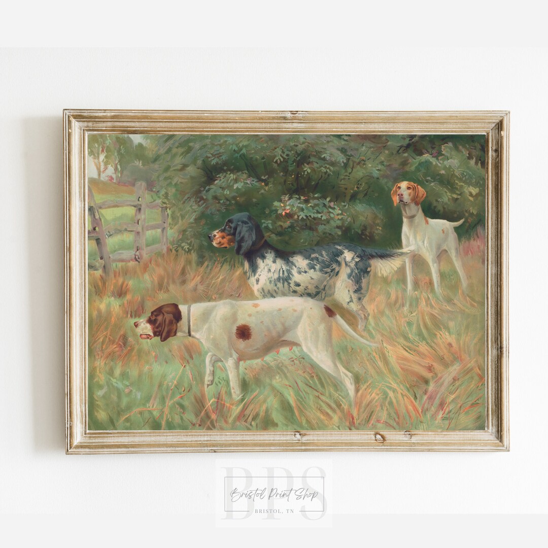 Vintage Hunting Dog Art Antique Setter Wall Art 19th Century Painting ...