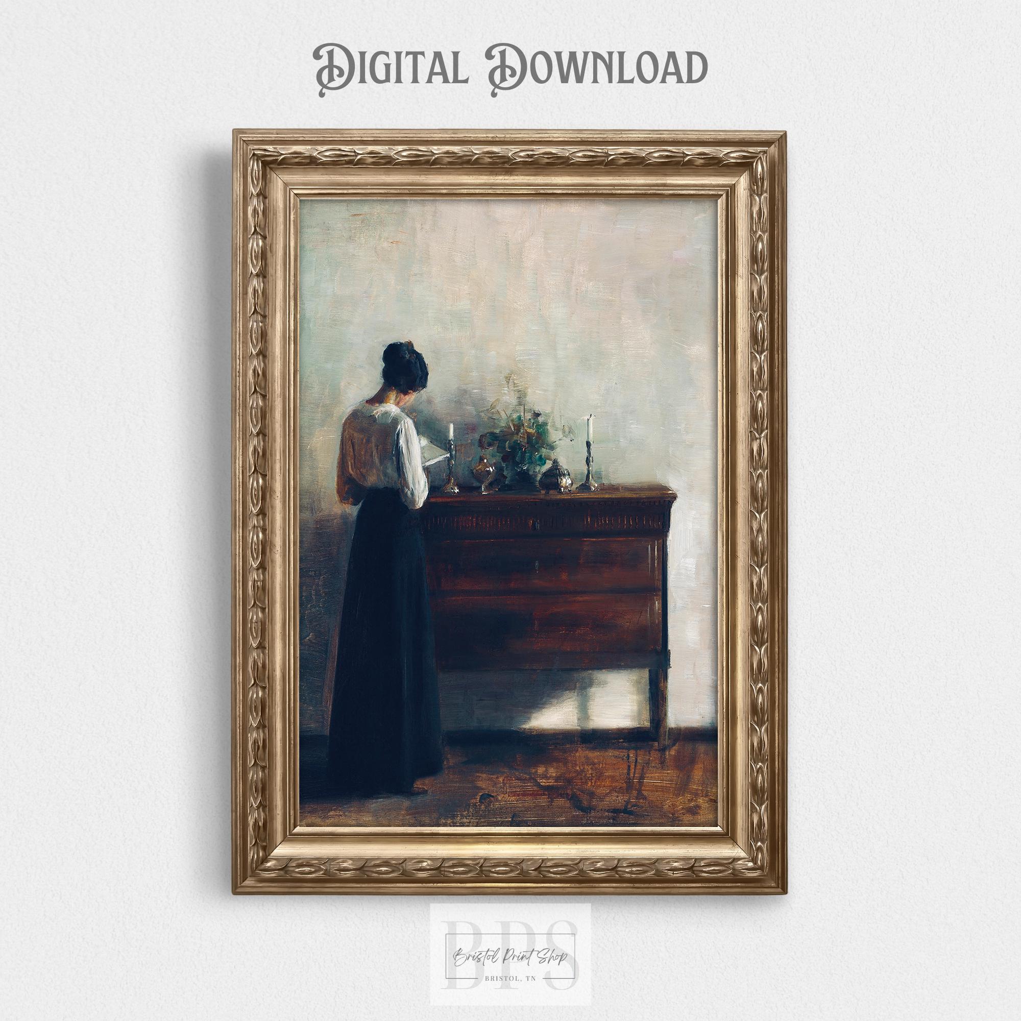 Vintage European Portrait | Woman Reading Painting | Digital Art for ...