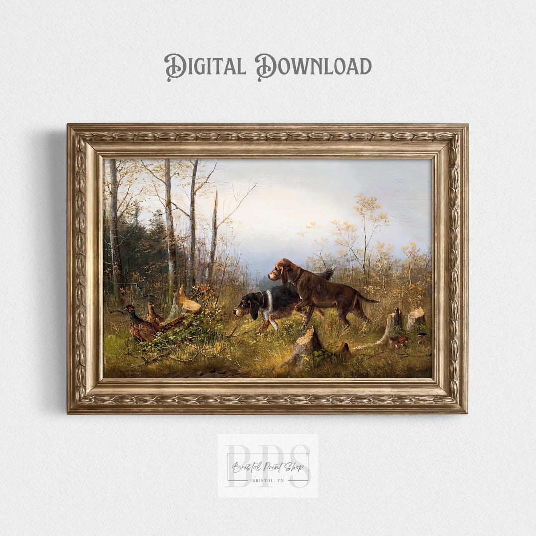 Vintage Hunting Dog Art | Hunter Print | Antique Woodland Wall Art ...